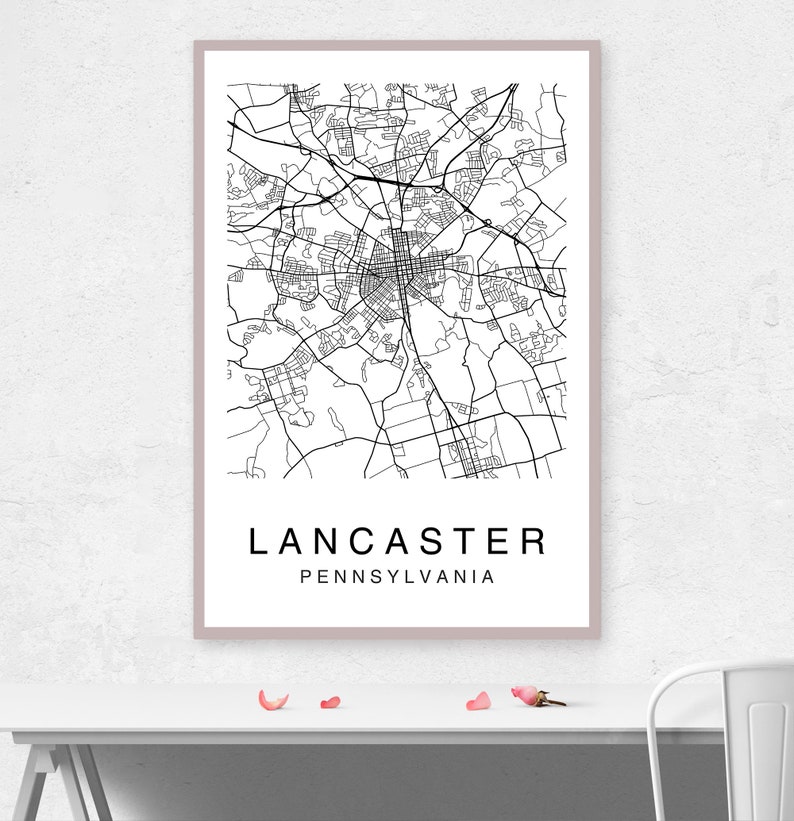 Lancaster Map Print Map Print Art Print Lancaster Wall Art | Etsy