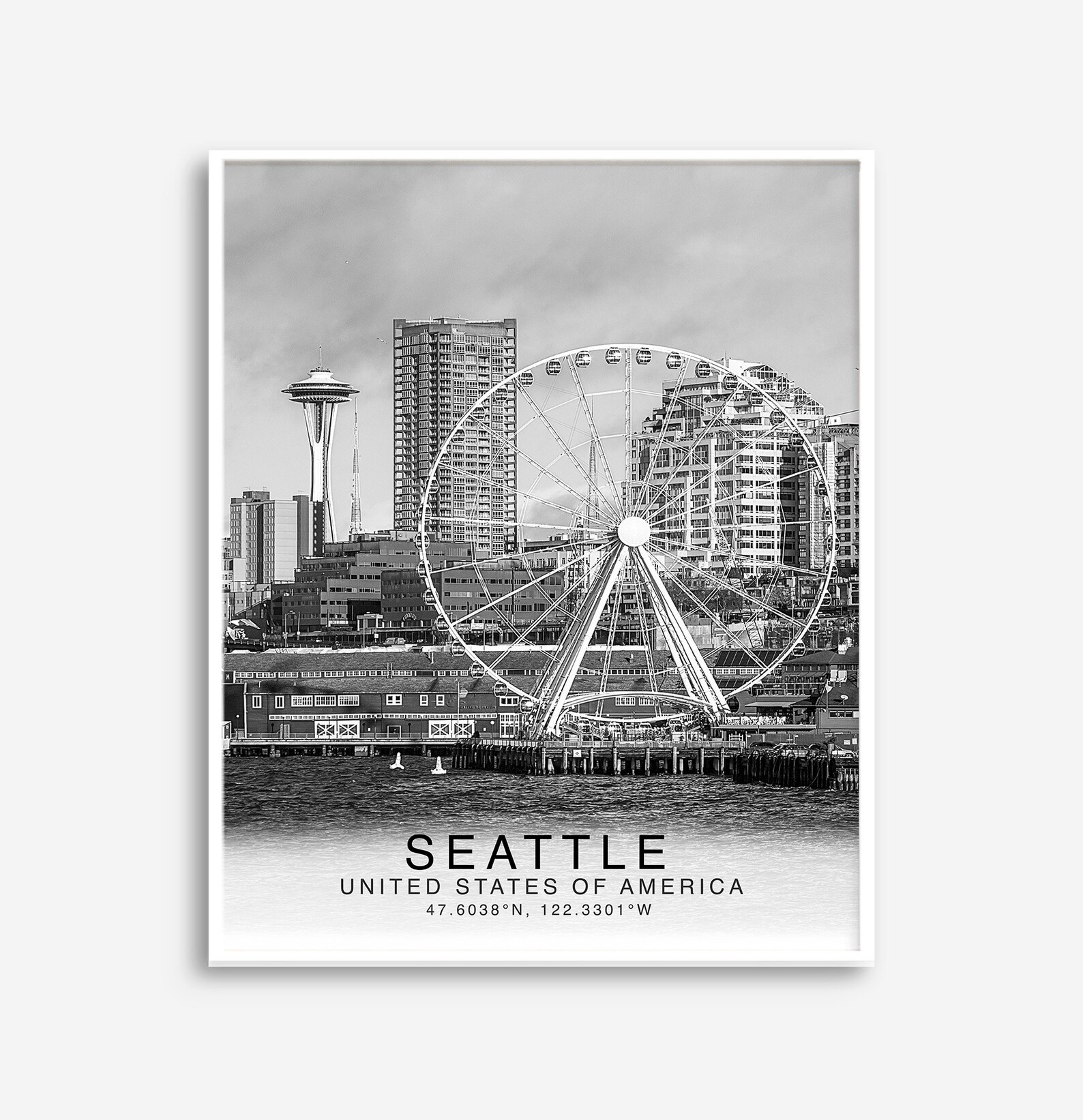 Seattle Print Black and White Downtown Seattle Wall Art - Etsy