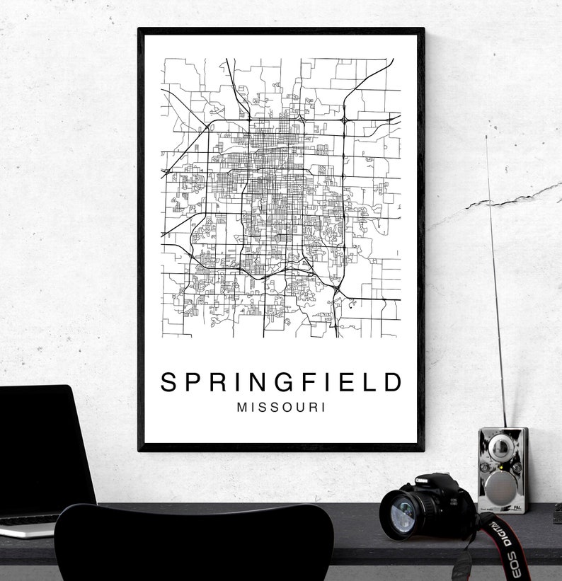 Springfield Map Springfield City Map Printable Map Map | Etsy