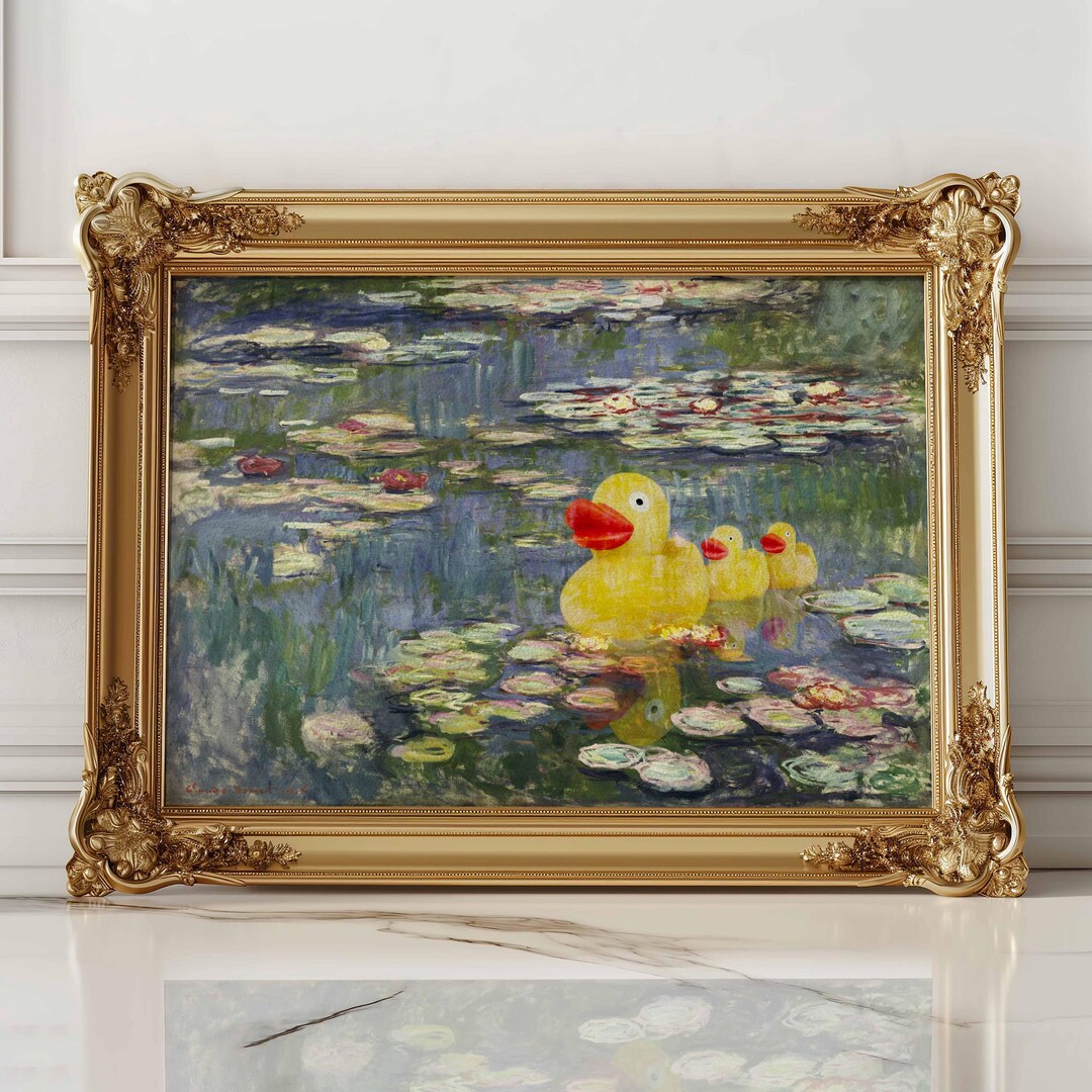 Yellow Rubber Ducks Altered Art, Claude Monet Water Lilies ...