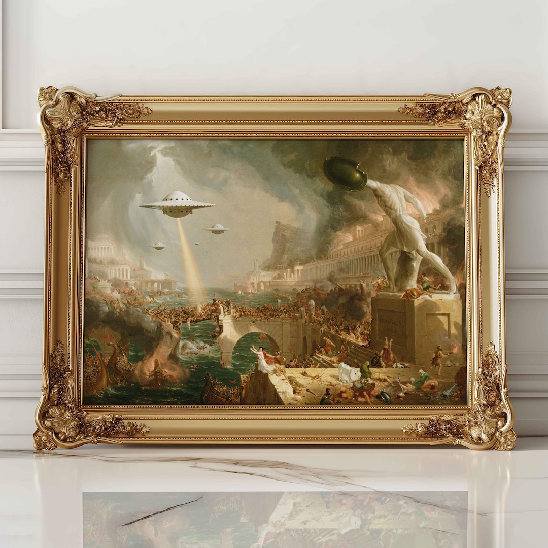 Cole Thomas the Course of Empire Destruction 1836 - Altered Art, UFO Art Poster Print, Alien ...