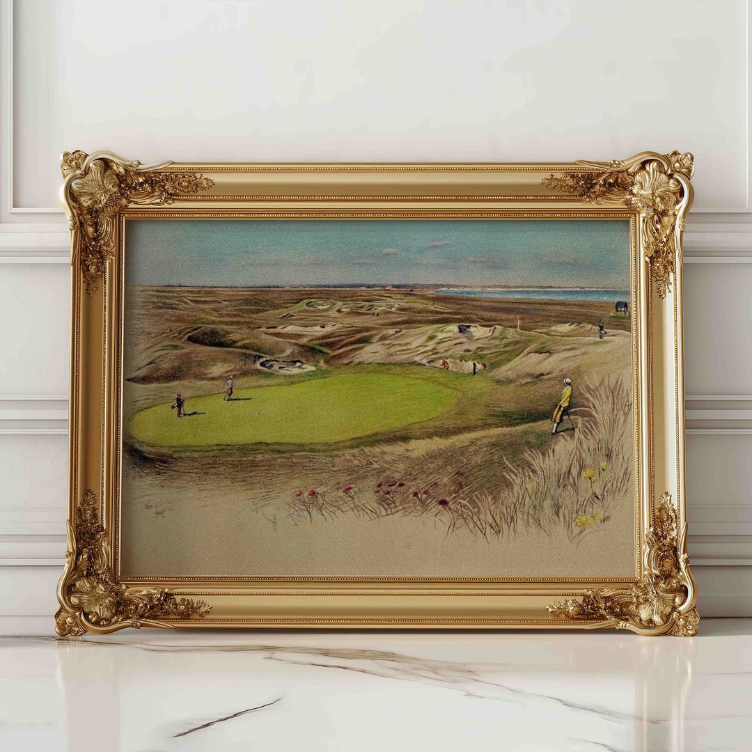 Golf Painting Art, Vintage Golf Course Print, Large Golf Wall Art, Golf ...