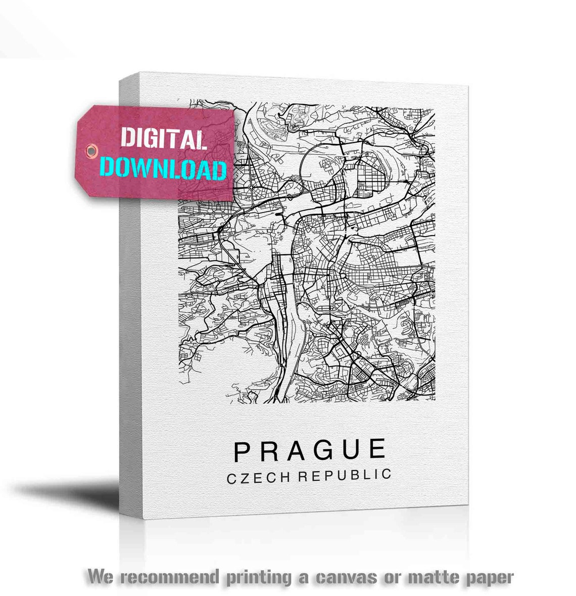 Prague Map Print Prague Printable Map Wall Art City Map | Etsy