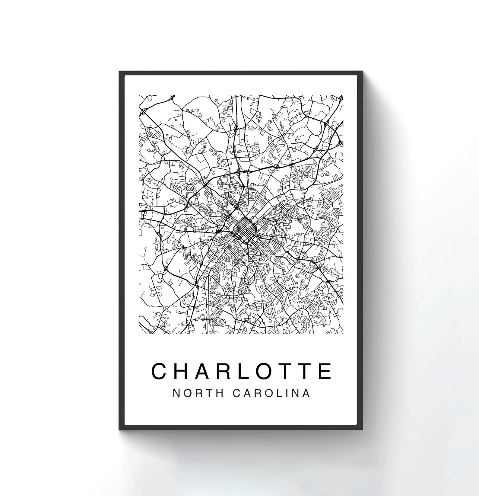 Charlotte Map Print Charlotte Map Instant Download Wall - Etsy