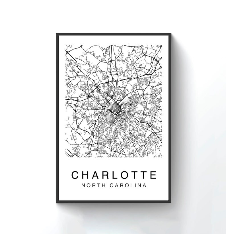 Charlotte Map Print Charlotte Map Instant Download Wall - Etsy