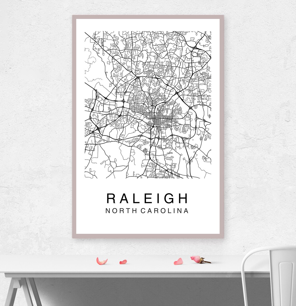 Raleigh Map Print Raleigh Map Poster Wall Art City Map | Etsy
