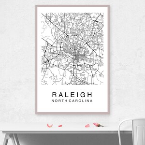 Raleigh Map Print Raleigh Map Poster Wall Art Nc City Map - Etsy
