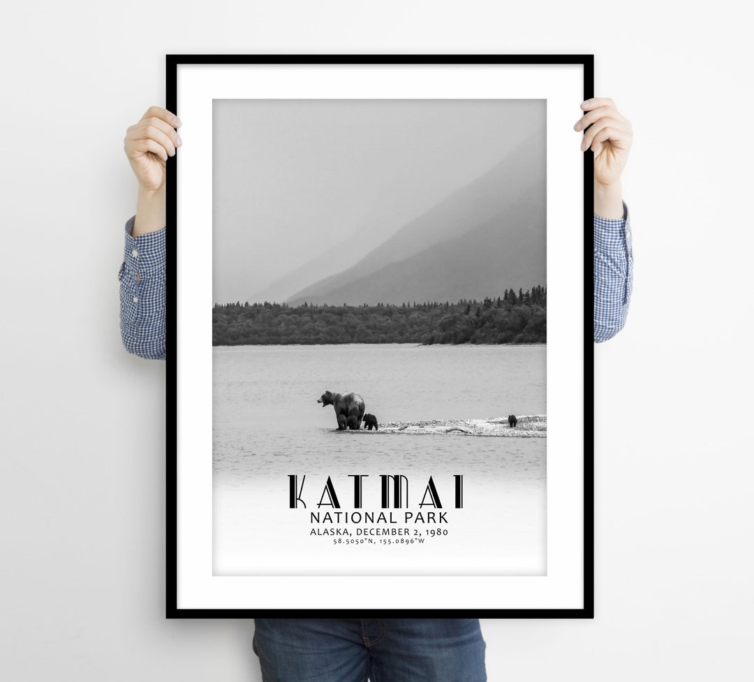 Katmai National Park Travel Poster, Alaskan National Park Print ...