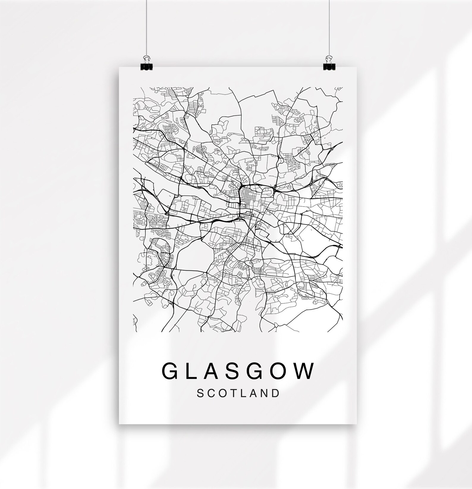 Glasgow Map Print Glasgow Map Glasgow City Map Map Print - Etsy