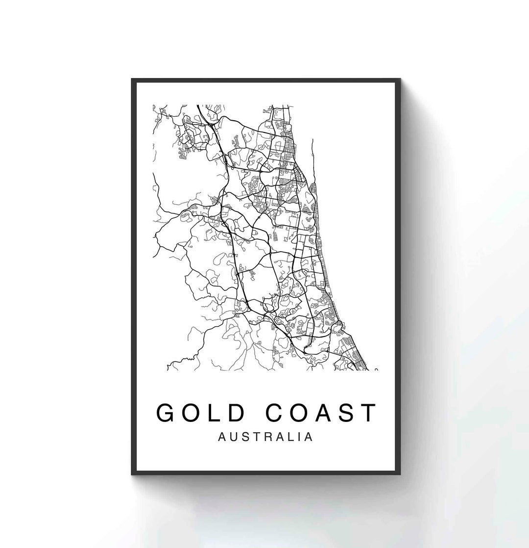 Gold Coast Map, Gold Coast City Map, Map Poster, Map Print, Gold Coast ...
