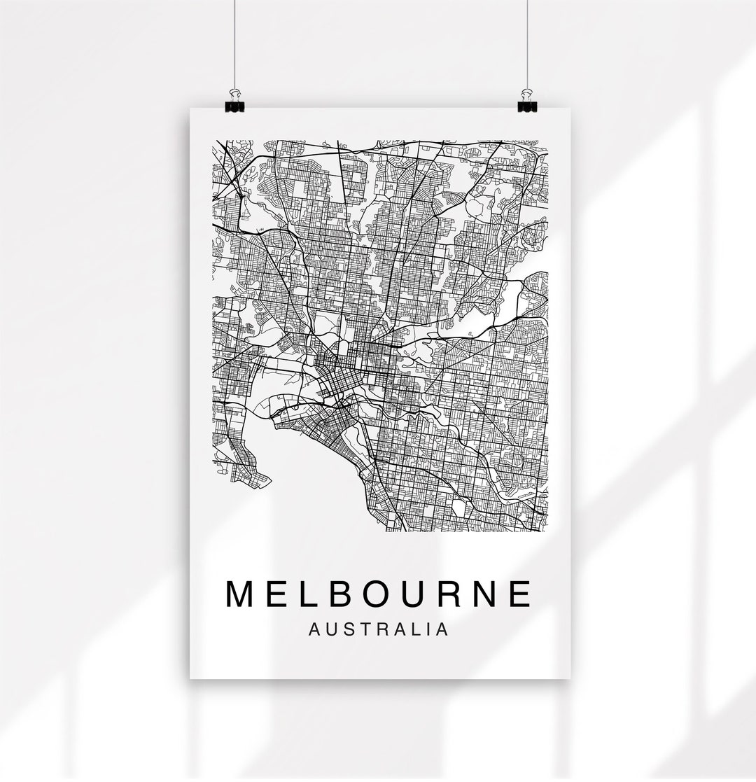 Melbourne Map Print, Melbourne Printable Map, Wall Art, City Map Art ...
