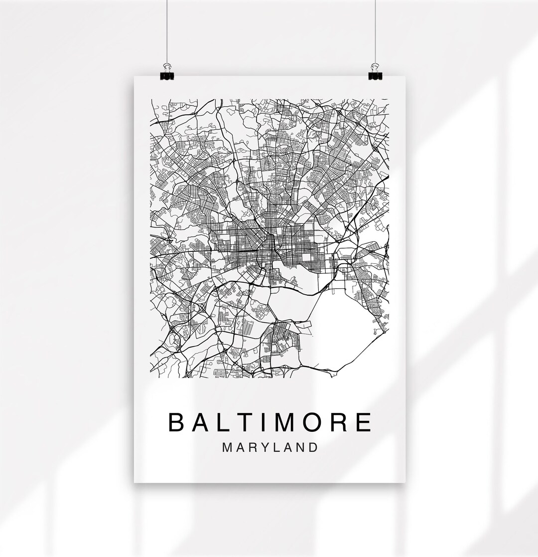 Baltimore Map Print Baltimore Map Poster Wall Art City Map - Etsy