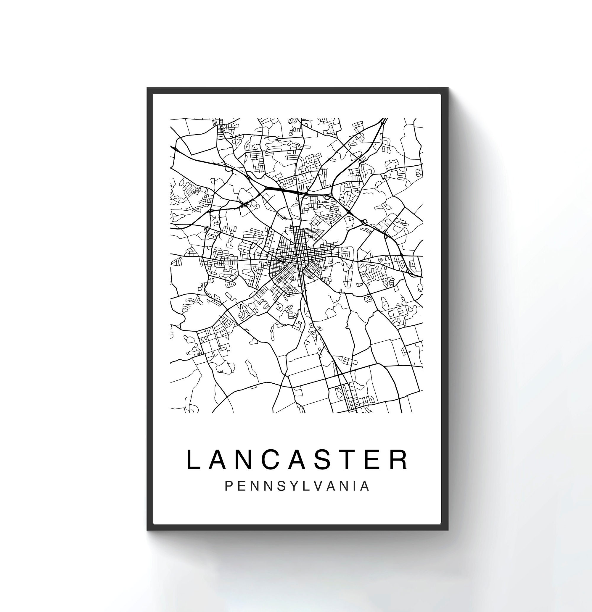 Lancaster Map Print Map Print Art Print Lancaster Wall Art | Etsy