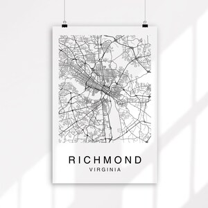 Richmond Map Print Richmond Map Poster Wall Art City Map | Etsy