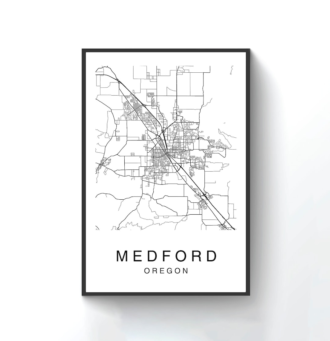 Medford Map Print Medford Map Poster Wall Art City Map - Etsy