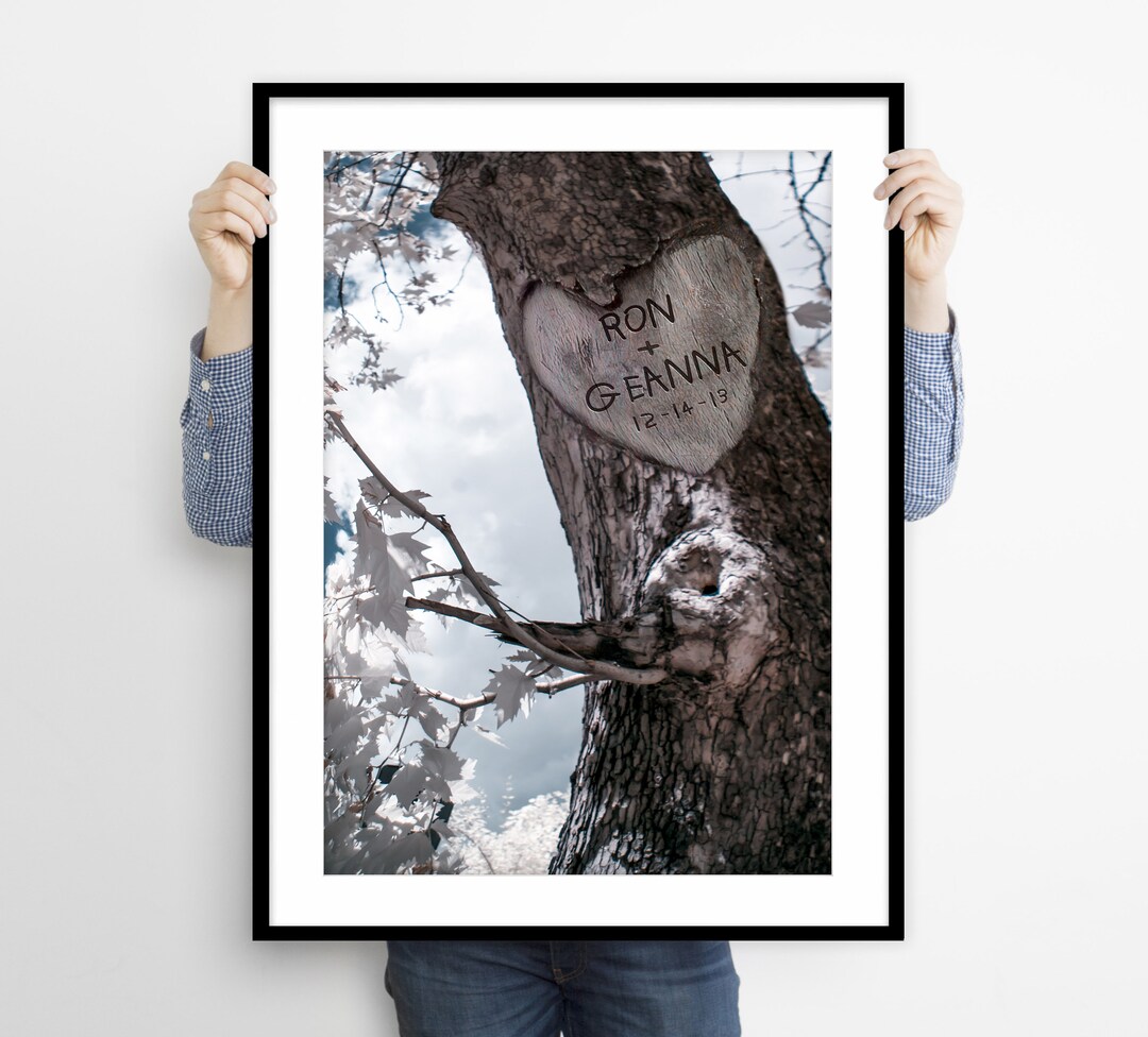 Carved Heart Tree Personalized Print Names Carved in Tree - Etsy