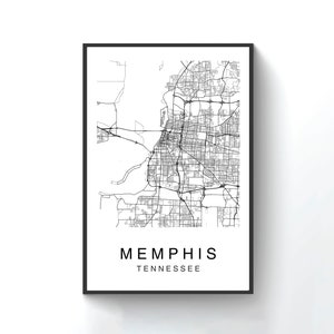 Memphis Map Print Memphis Map Poster Wall Art City Map - Etsy