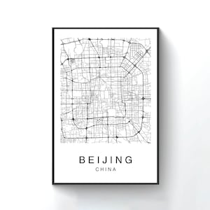Beijing Map Print, City Maps Digital, Wall Art, City Map Art, Street ...