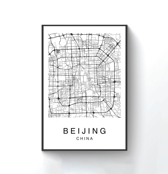 Beijing Map Print Beijing Map Poster Wall Art City Map Art - Etsy