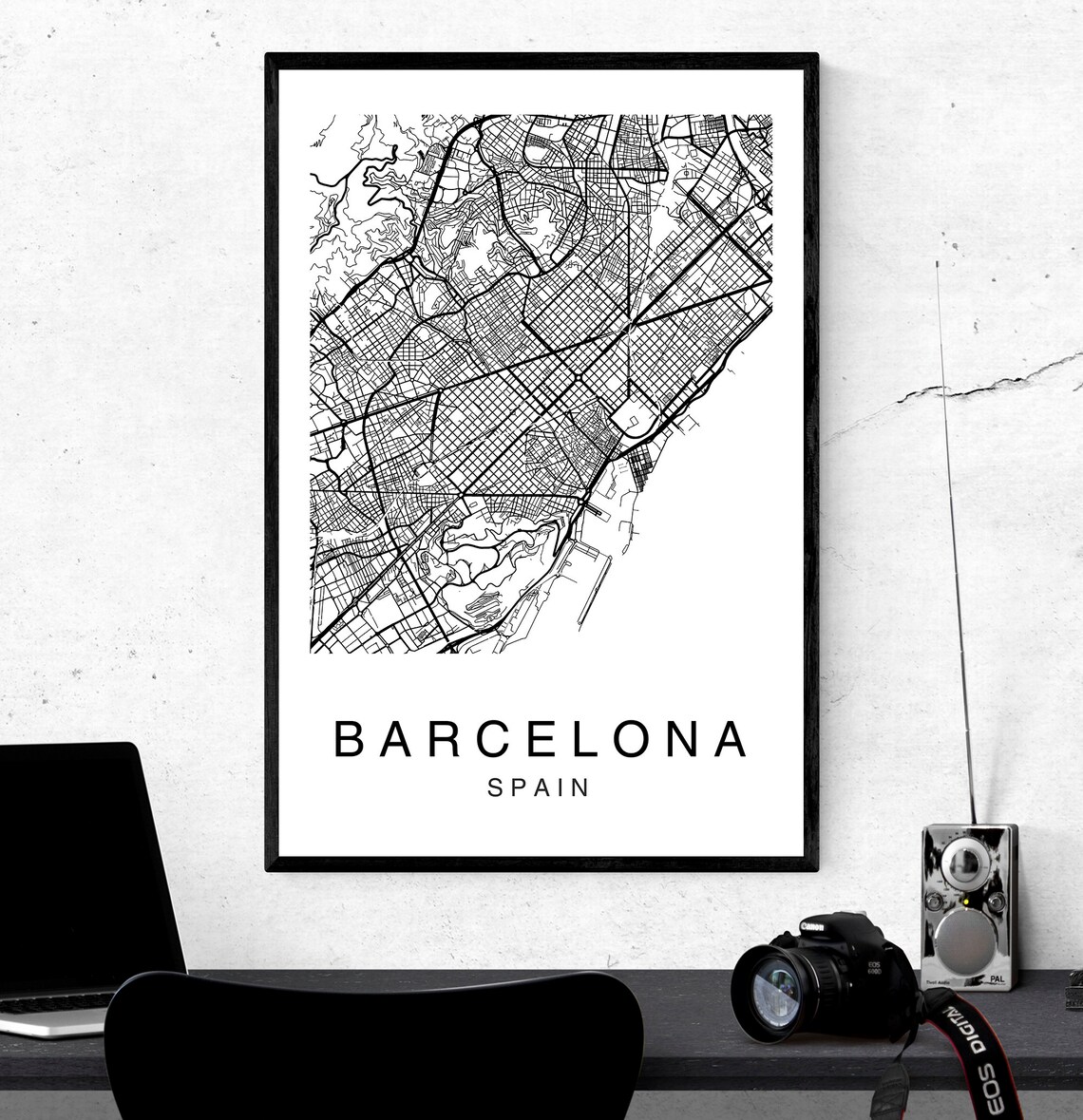 Barcelona Map Print Printable Map Barcelona Wall Art City | Etsy