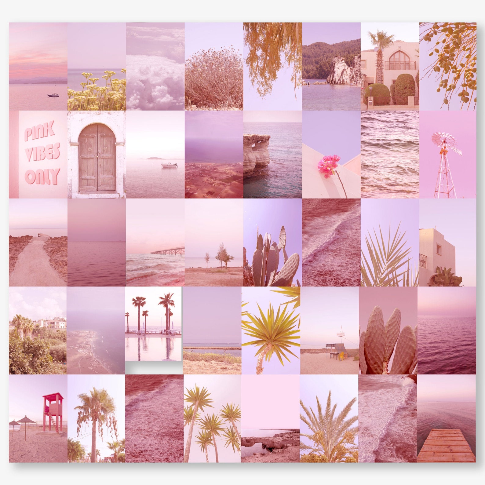 Light Pink Wall Collage Kit Soft Pink Wall Art Photo Collage | Etsy