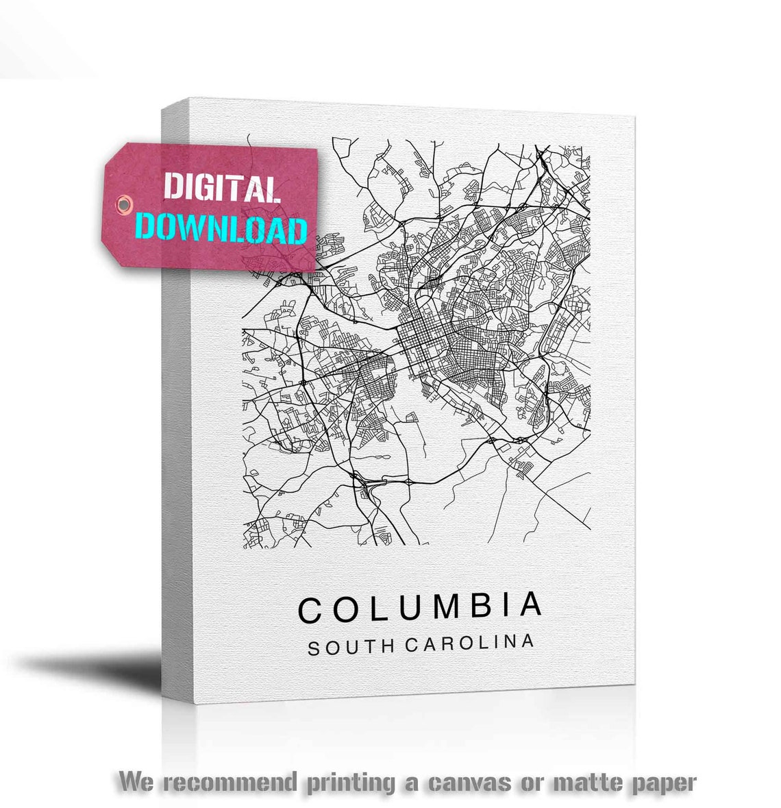 Columbia Map Columbia City Map Digital Download Map Print - Etsy