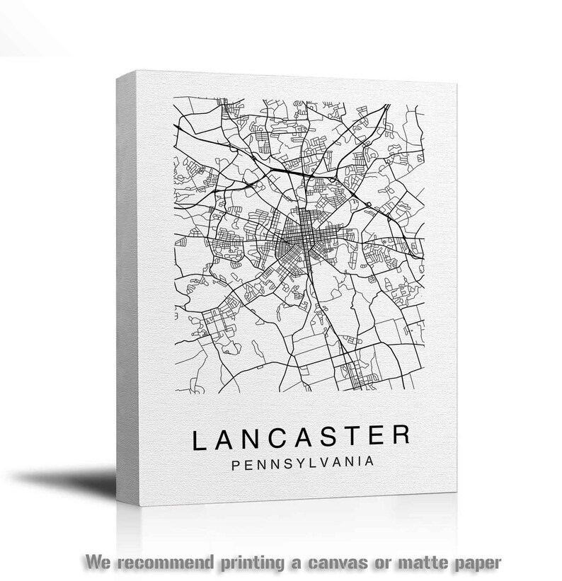 Lancaster Map Print Map Print Art Print Lancaster Wall Art | Etsy