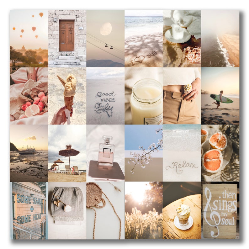 Beige Wall Collage Kit Digital Wall Art Beige Aesthetic - Etsy