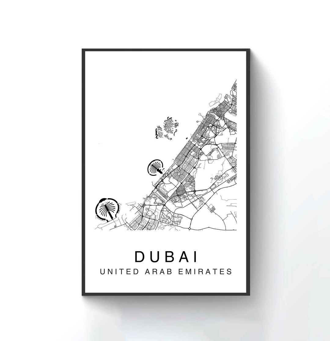 Dubai Map Print, Dubai Map Poster Wall Art, City Map Art, Street Map ...