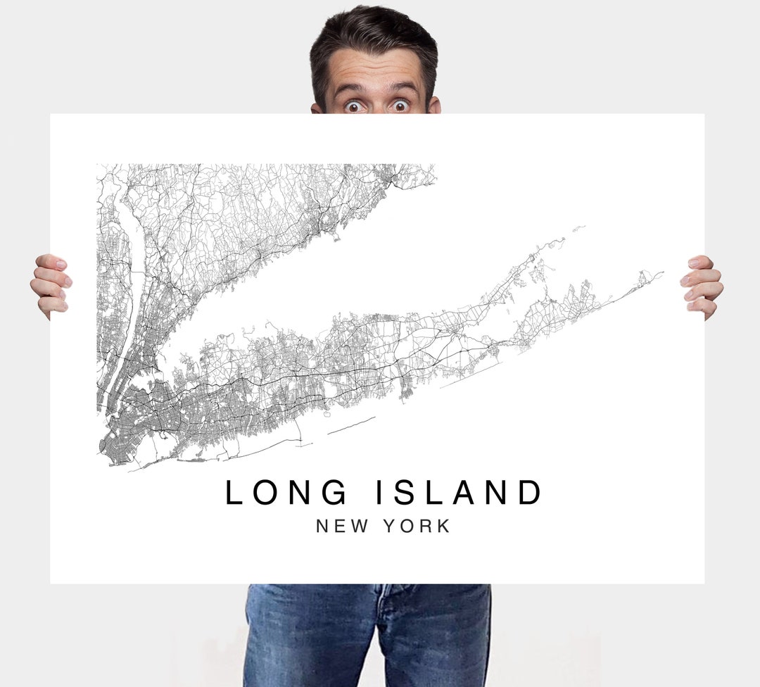 Long Island Map, Long Island Map Poster Wall Art, Digital Maps, City ...