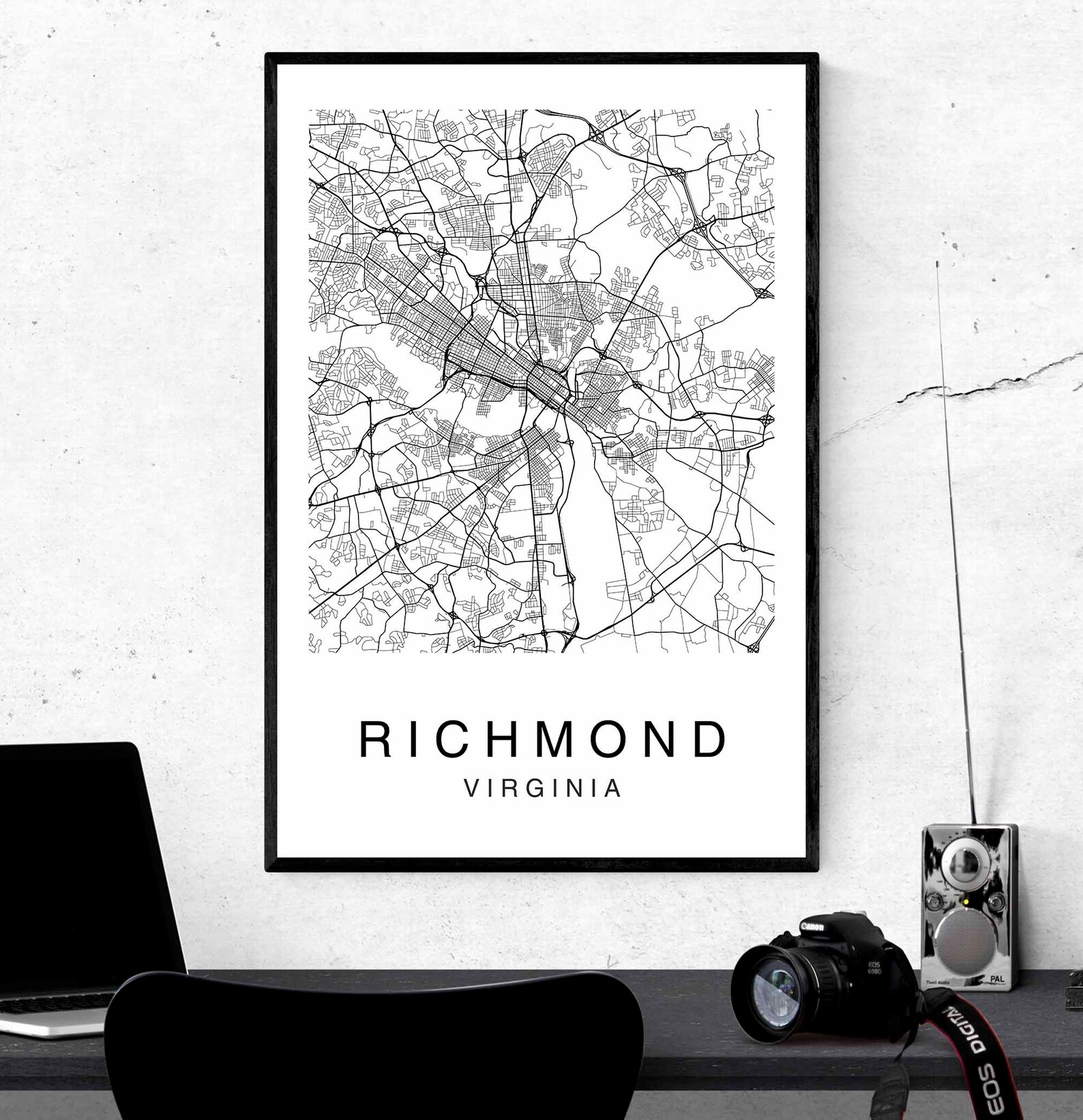Richmond Map Print Richmond Map Poster Wall Art City Map | Etsy