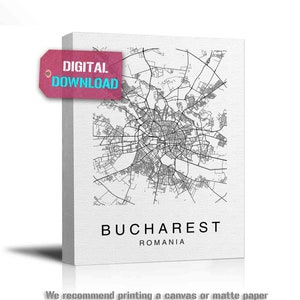 Bucharest Map Print Printable Map Digital Download Wall - Etsy
