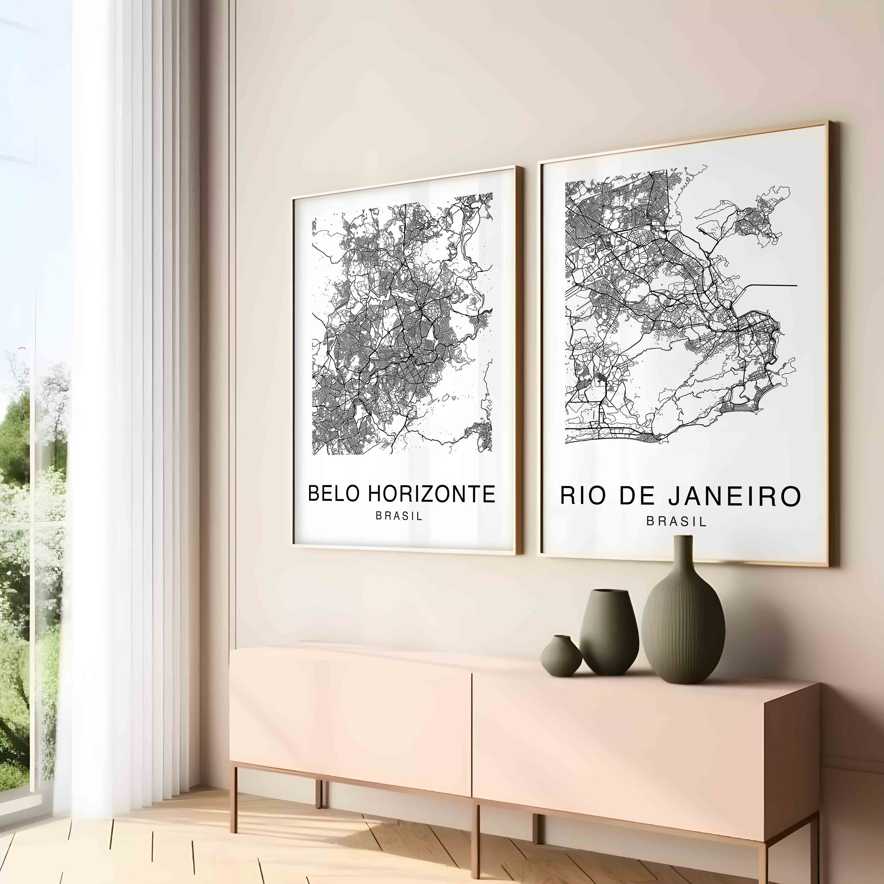 Set of Custom City Map Prints, Pesonalized City Map Posters, Any City ...