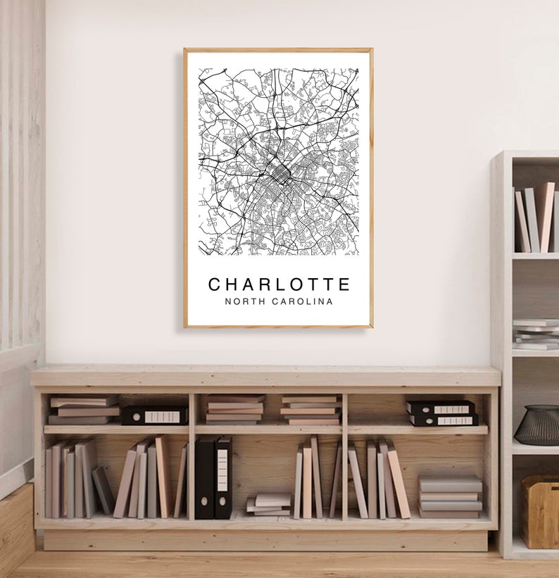 Charlotte Map Print Charlotte Map Instant Download Wall - Etsy