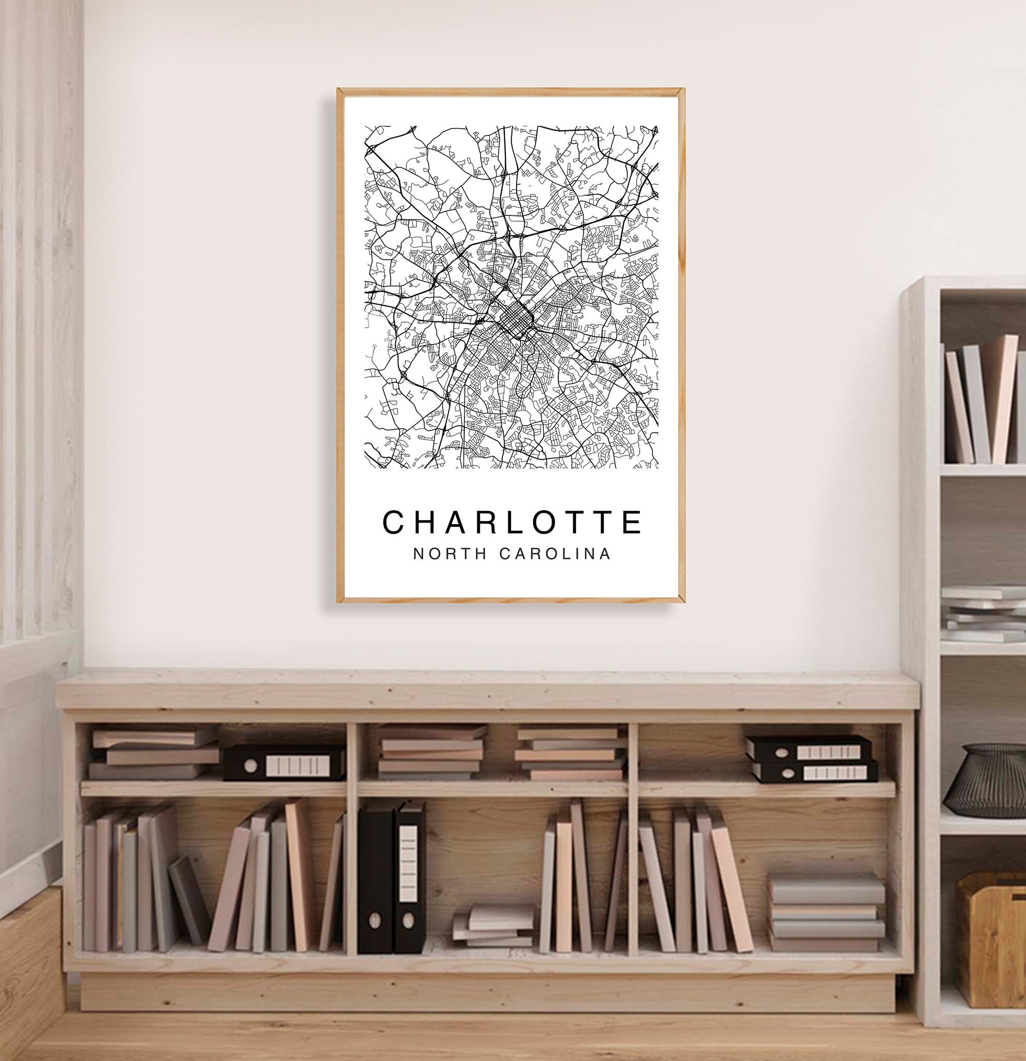 Charlotte Map Print Charlotte Map Instant Download Wall - Etsy