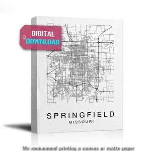 Springfield Map Springfield City Map Printable Map Map - Etsy
