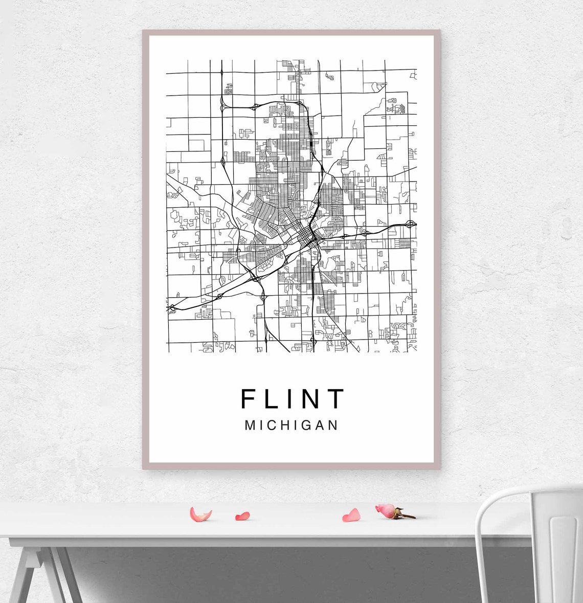 Flint Map Flint City Map Map Poster Map Print Flint Map | Etsy