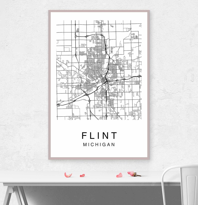 Flint Map Flint City Map Map Poster Map Print Flint Map | Etsy