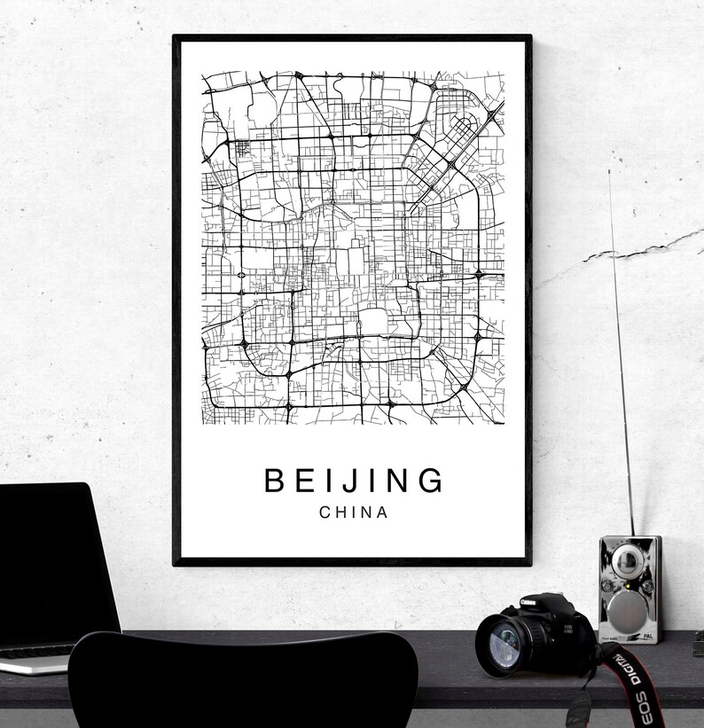 Beijing Map Print Beijing Map Poster Wall Art City Map Art - Etsy