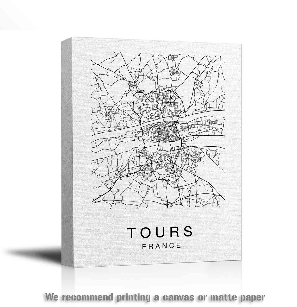 Tours Map Print Tours Printable Map Wall Art City Map Art | Etsy