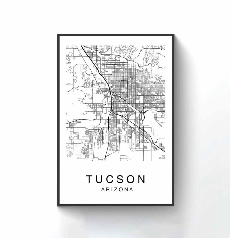 Tucson Map Tucson City Map Map Poster Map Print Tucson Map | Etsy