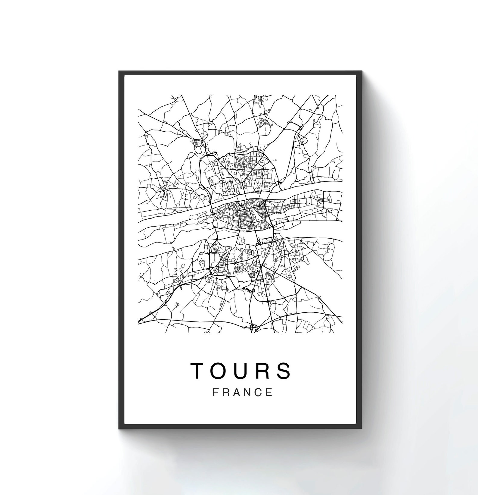 Tours Map Print Tours Printable Map Wall Art City Map Art | Etsy