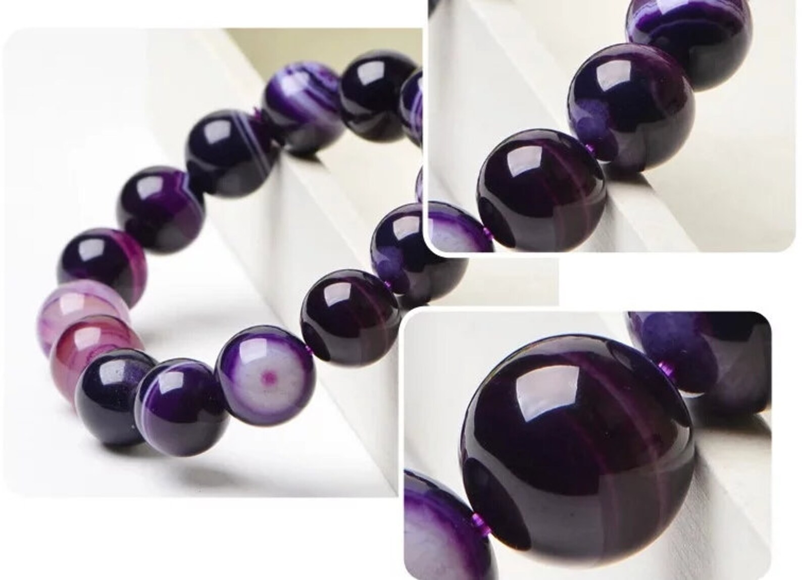 Natural Purple Onyx Bracelet AAA Quality 681012& 14MM Size - Etsy