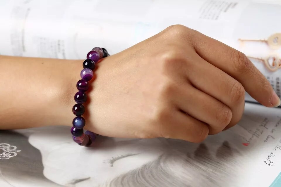 Natural Purple Onyx Bracelet AAA Quality 681012& 14MM Size - Etsy