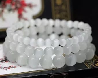 White Cat Eye Bracelet - Etsy