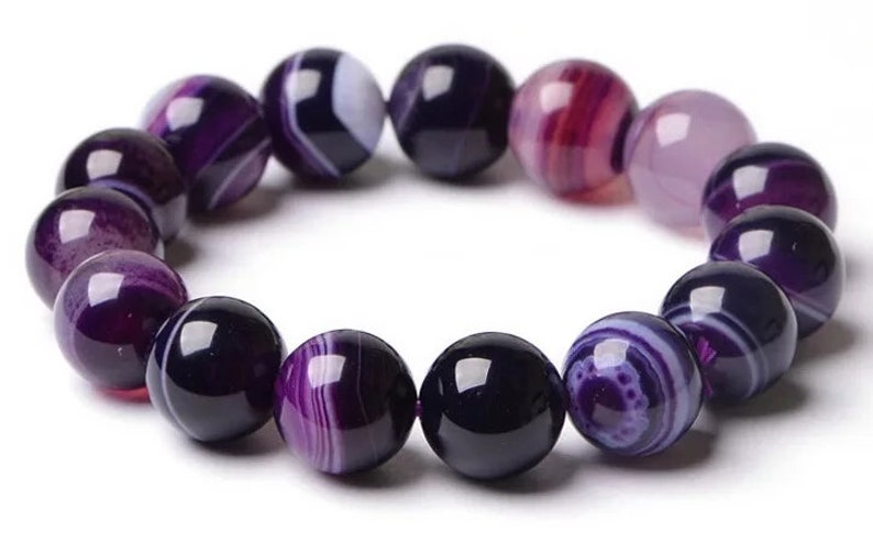 Natural Purple Onyx Bracelet AAA Quality 681012& 14MM Size - Etsy