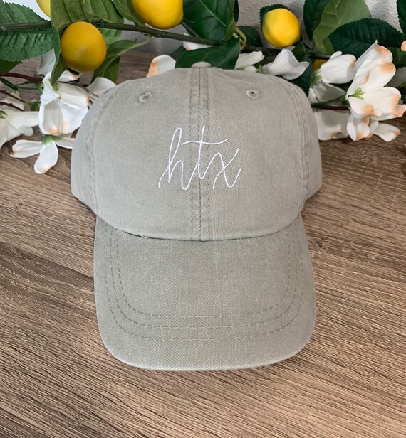 HTX Hand-Lettered Embroidered Pigment-Dyed Baseball Cap | Etsy