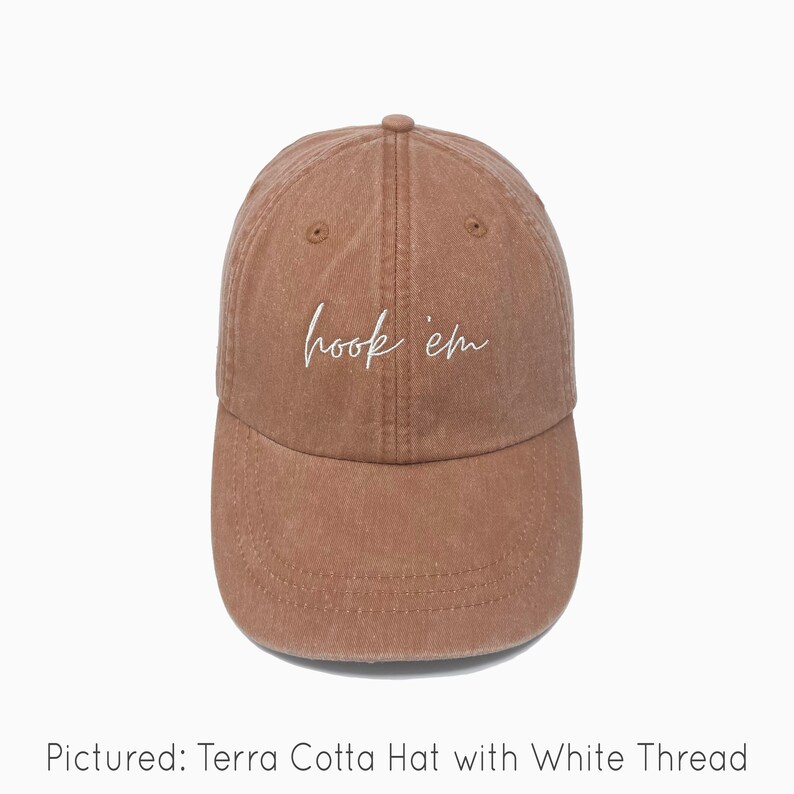Hook ‘em Embroidered Pigment-dyed Baseball Cap (moontime Font) - Etsy