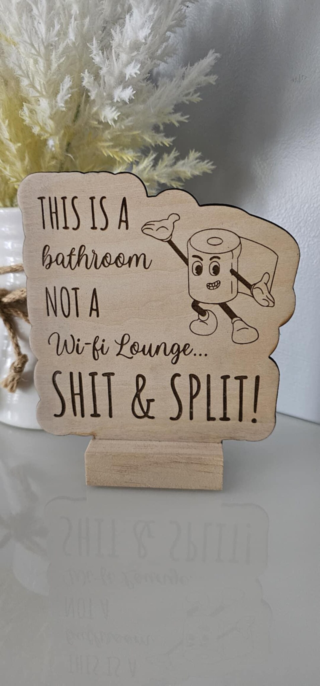 Funny Bathroom Sign Wood Engraved Bath Sink Decor Bathroom Not a Wifi ...