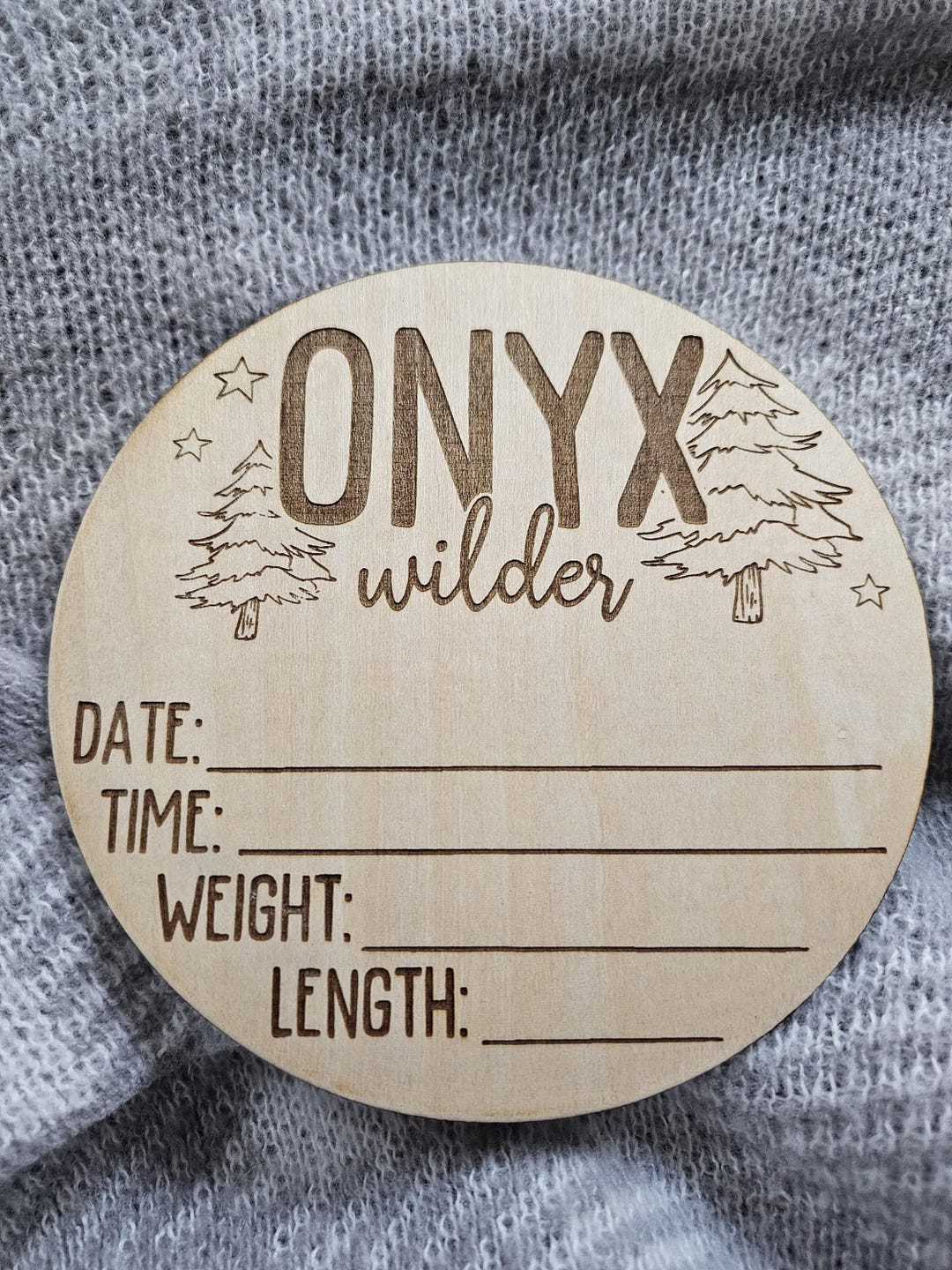 Round Birth Announcement Sign | Trees Stars Nature Wilderness Theme ...